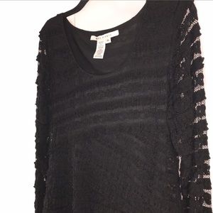 Vintage | Tops | Max Studio Black Lace Tiered Top Size Xl | Poshmark